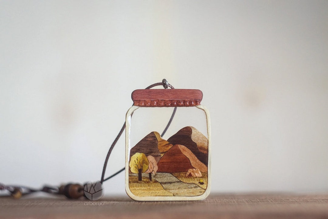 Mystical Tent in the Forest Wood Carving Necklace / Epoxy Resin and ...
