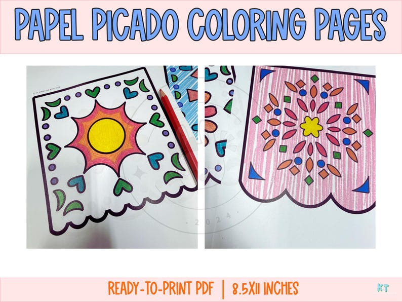 Papel Picado Coloring Pages: Mexican Folk Art Banner (PDF) - Etsy