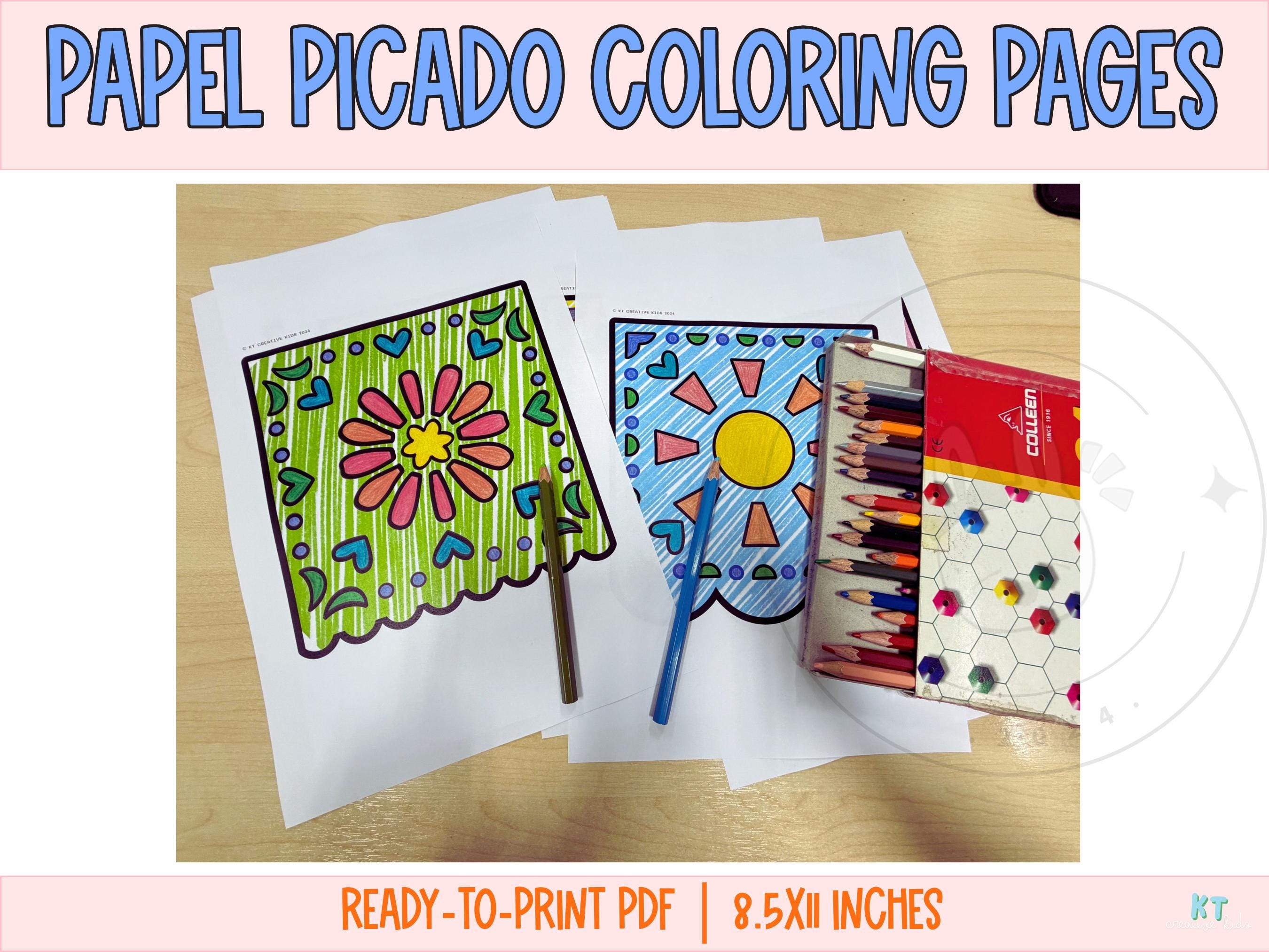 Papel Picado Coloring Pages: Mexican Folk Art Banner (PDF) - Etsy