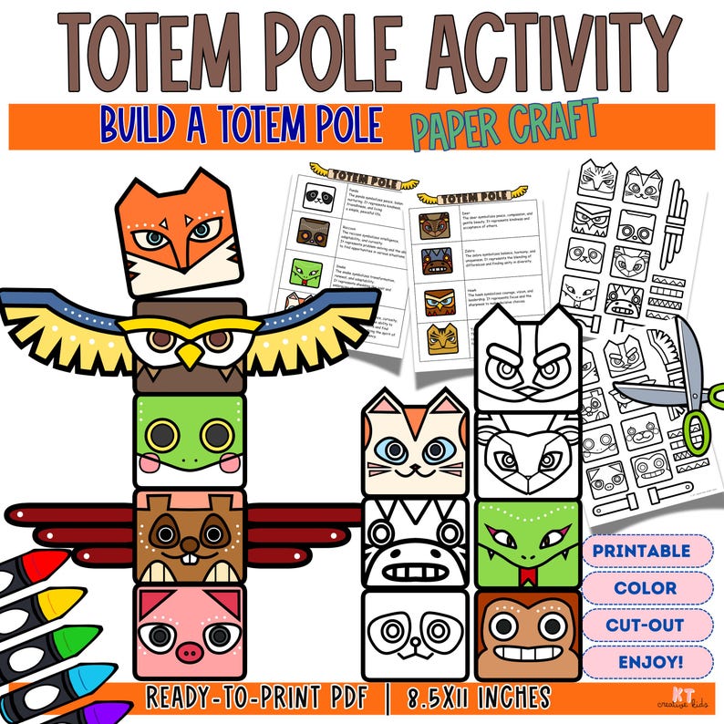 Totem Pole Craft & Writing Prompts | Native American Heritage Month ...
