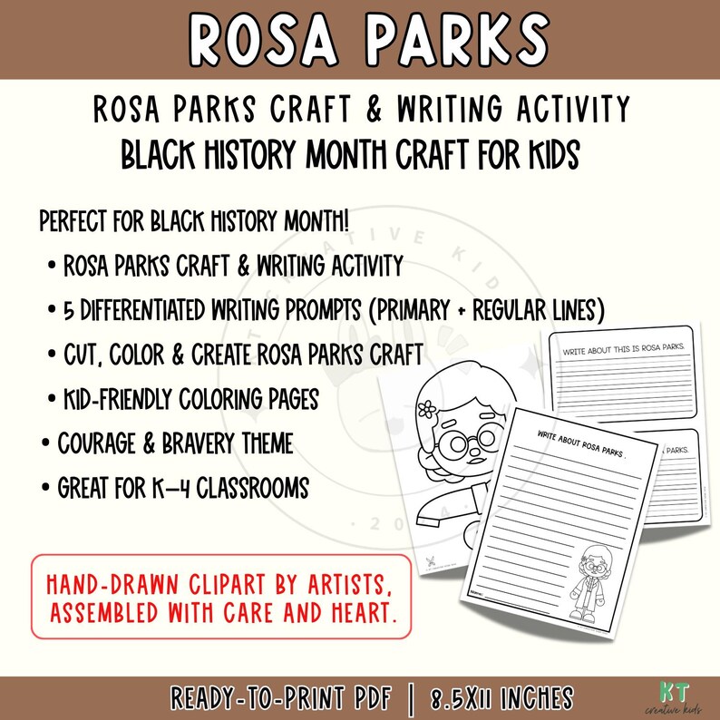 Rosa Parks Craft | Black History Month Activity for Kids (PDF Printable ...