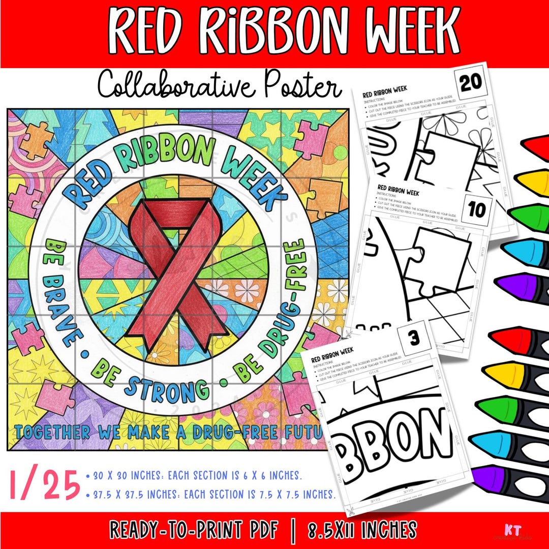 Red Ribbon Week Collaborative Classroom Poster: Anti-drug Activity (PDF ...