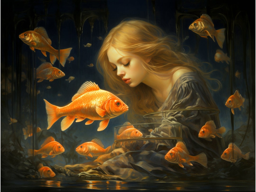 Girl and Goldfish Png Clip Art Instant Download - Etsy
