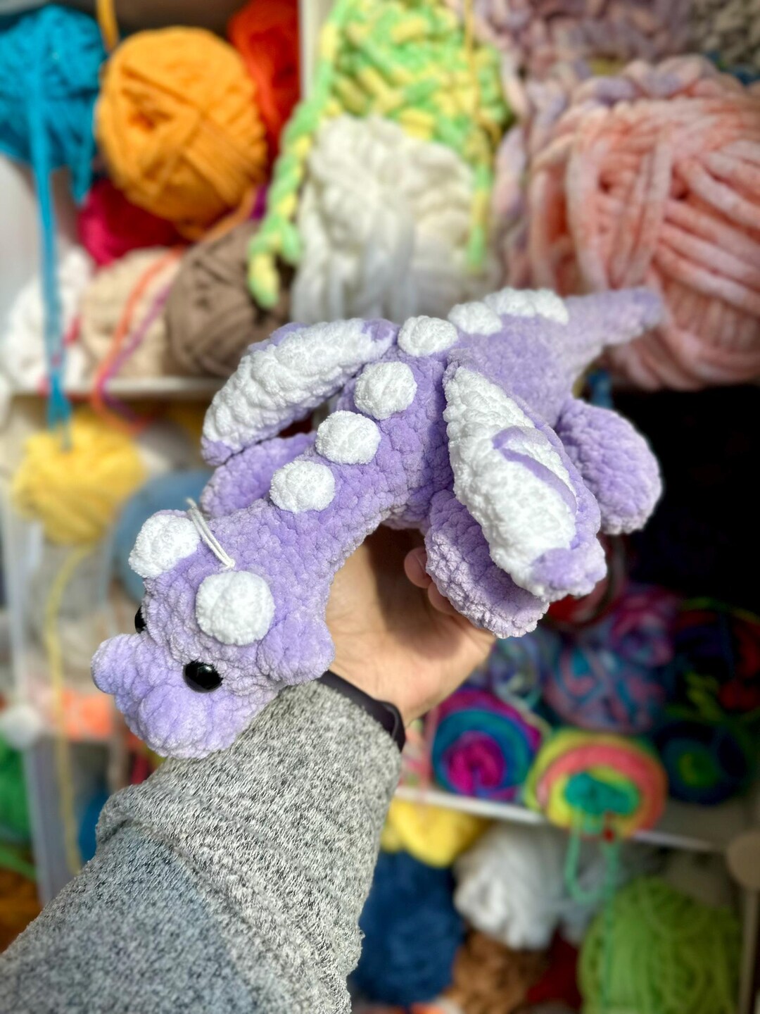 Purple Dragon Plushie Soft and Pastel Crochet Stuffed Animal Ready to ...