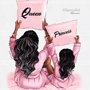 Personalized Queen & Princess Portrait: Mother Daughter Art (digital ...