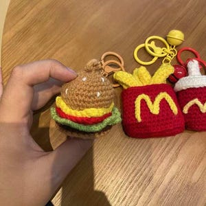 Fast Food Frenzy Crochet Keychain Set Burger and Friescrochet Burger ...