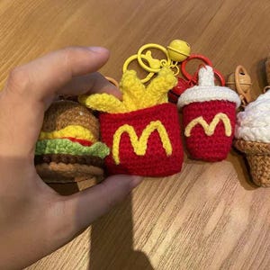 Fast Food Frenzy Crochet Keychain Set Burger and Friescrochet Burger ...