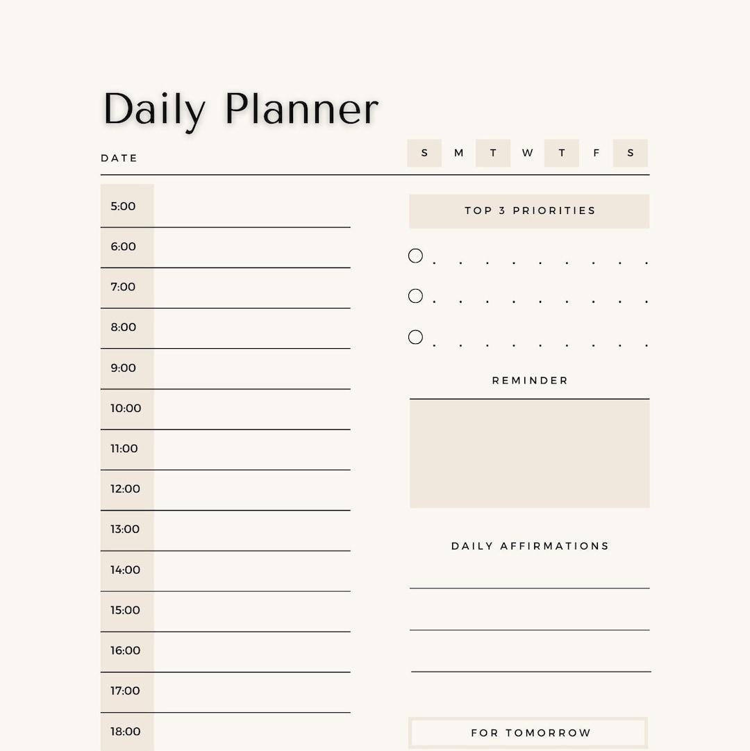 Simple to Use Daily Planner, Organiser, Printable Digital Download - Etsy