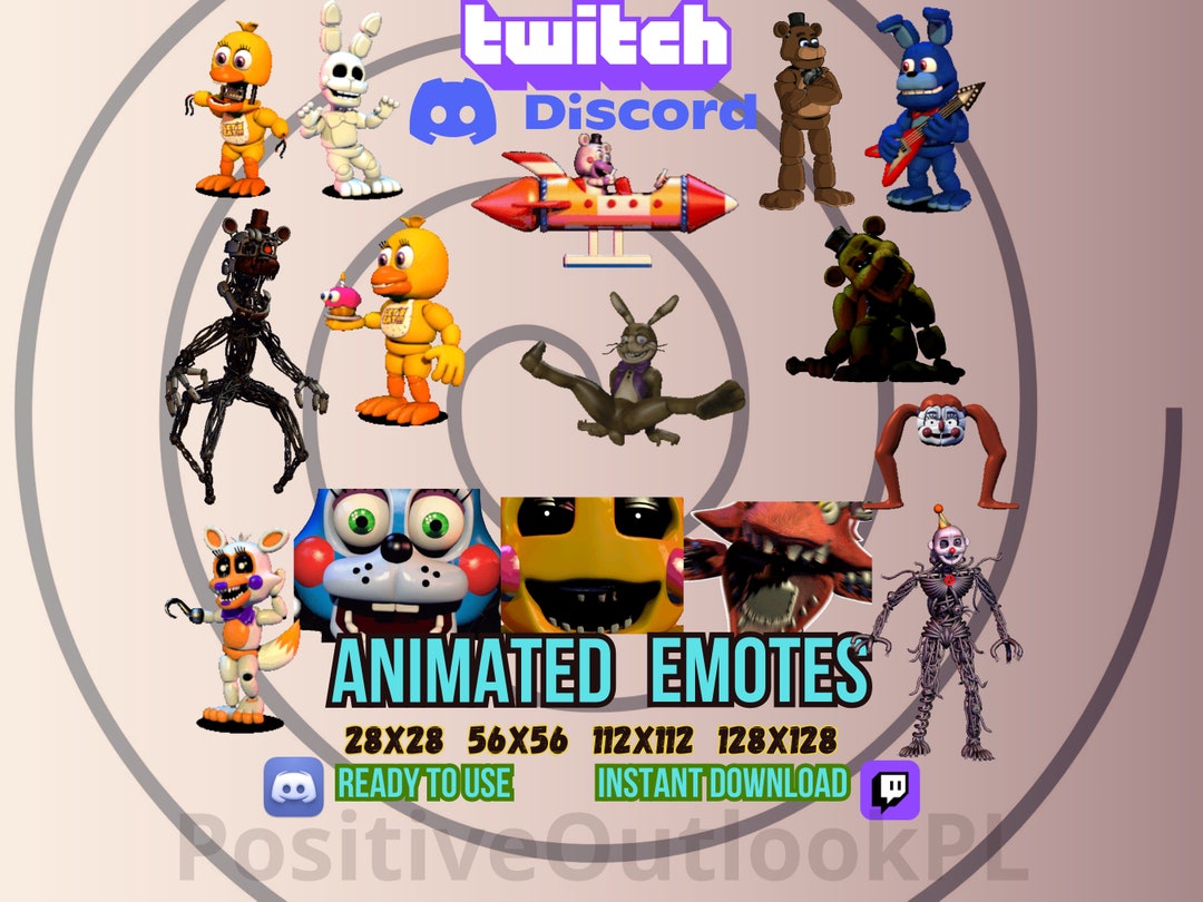 15 Animated FNAF Emotes Bundle, Twitch Emotes, Discord Emotes ...