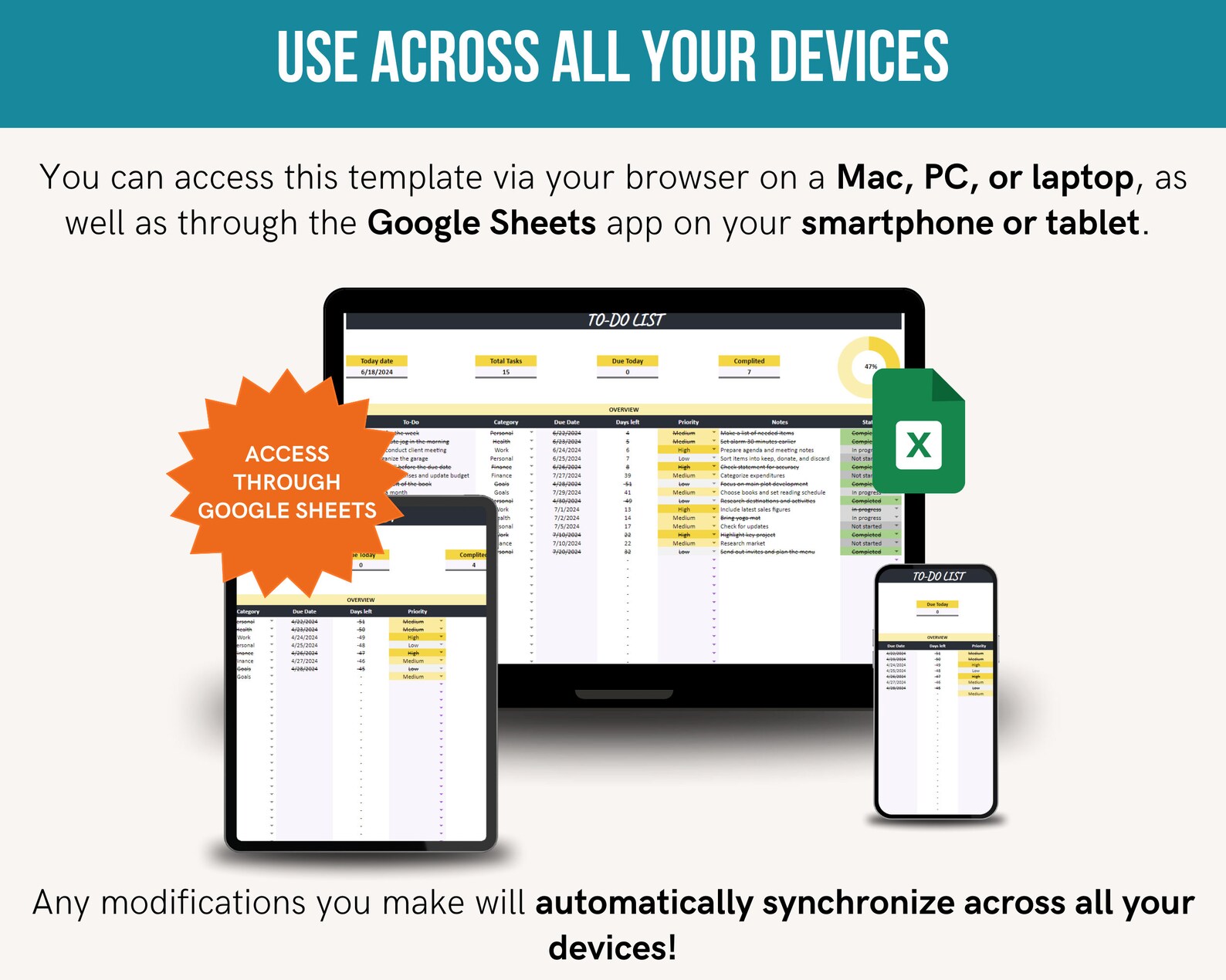 To Do List Template Google Sheets to Do Spreadsheet Daily to Do Digital ...