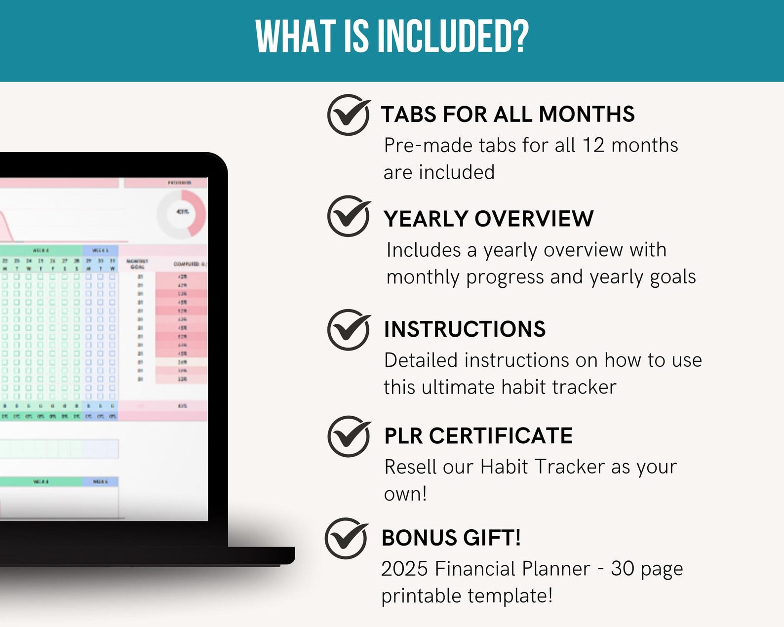 PLR Resell Habit Tracker PLR Spreadsheet Template Plr Google Sheets ...