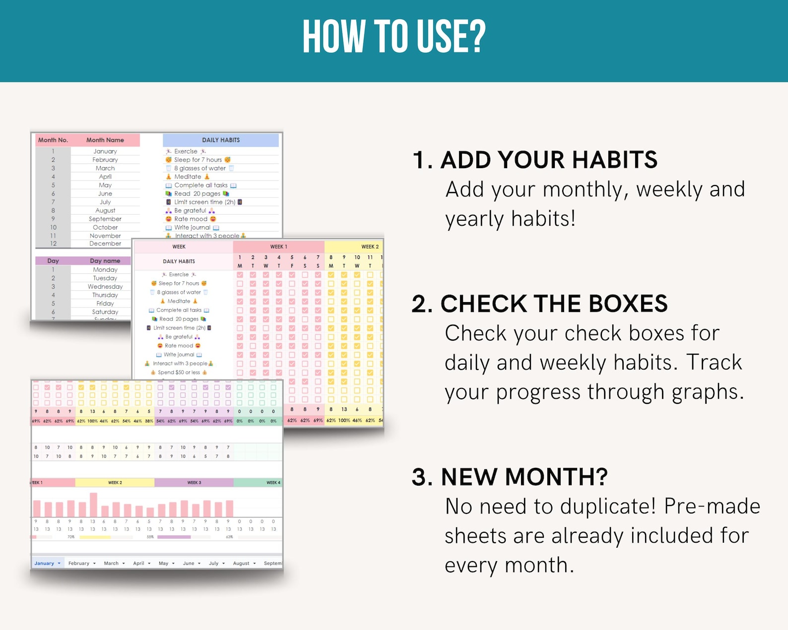 PLR Resell Habit Tracker PLR Spreadsheet Template Plr Google Sheets ...