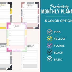Weekly Planner Printable Editable Daily Organizer Bundle Pink Black ...