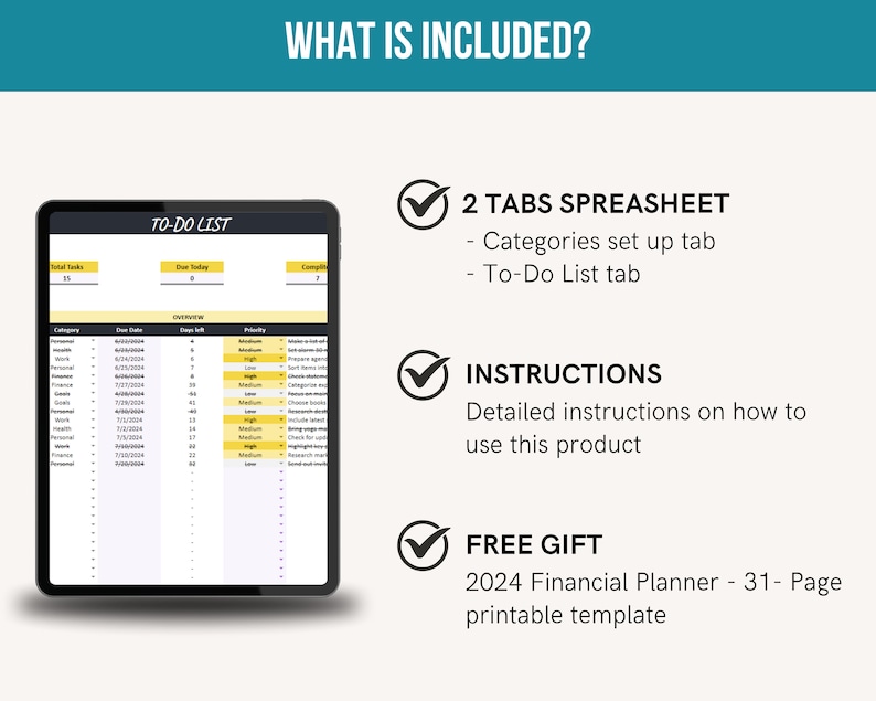 To Do List Template Google Sheets to Do Spreadsheet Daily to Do Digital ...