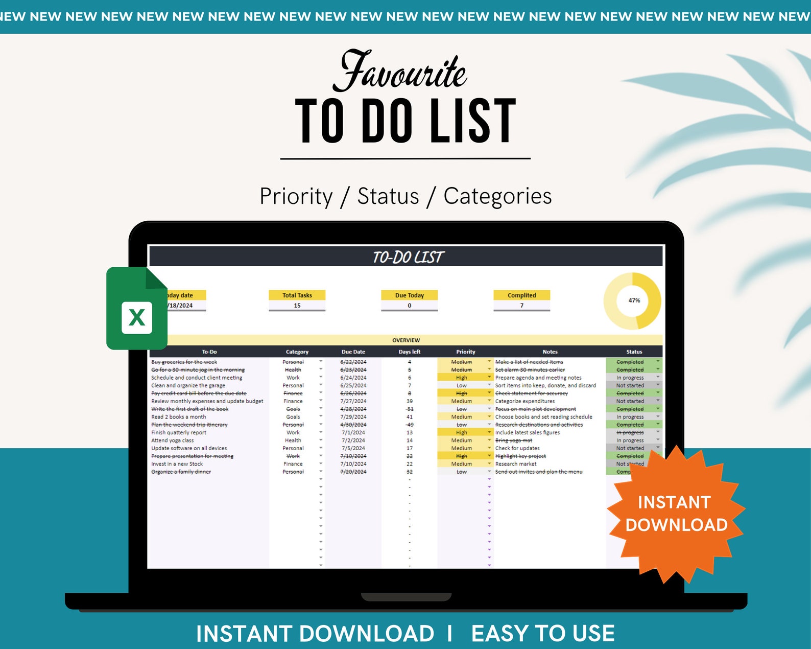 To Do List Template Google Sheets to Do Spreadsheet Daily to Do Digital ...