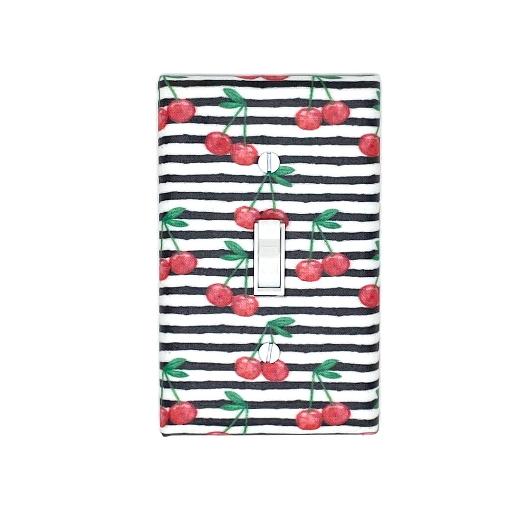 Black and White Stripes Modern Cherry Kitchen Decor Light Switch Cover ...