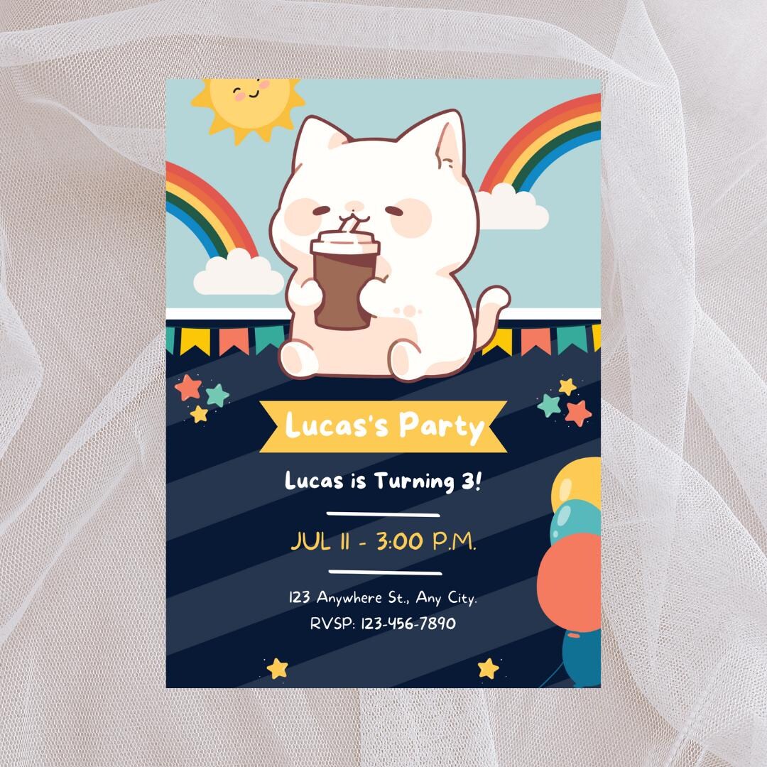Chiikawa Like Birthday Invitation, First Birthday Invite, Invitation, Kids Celebration ...
