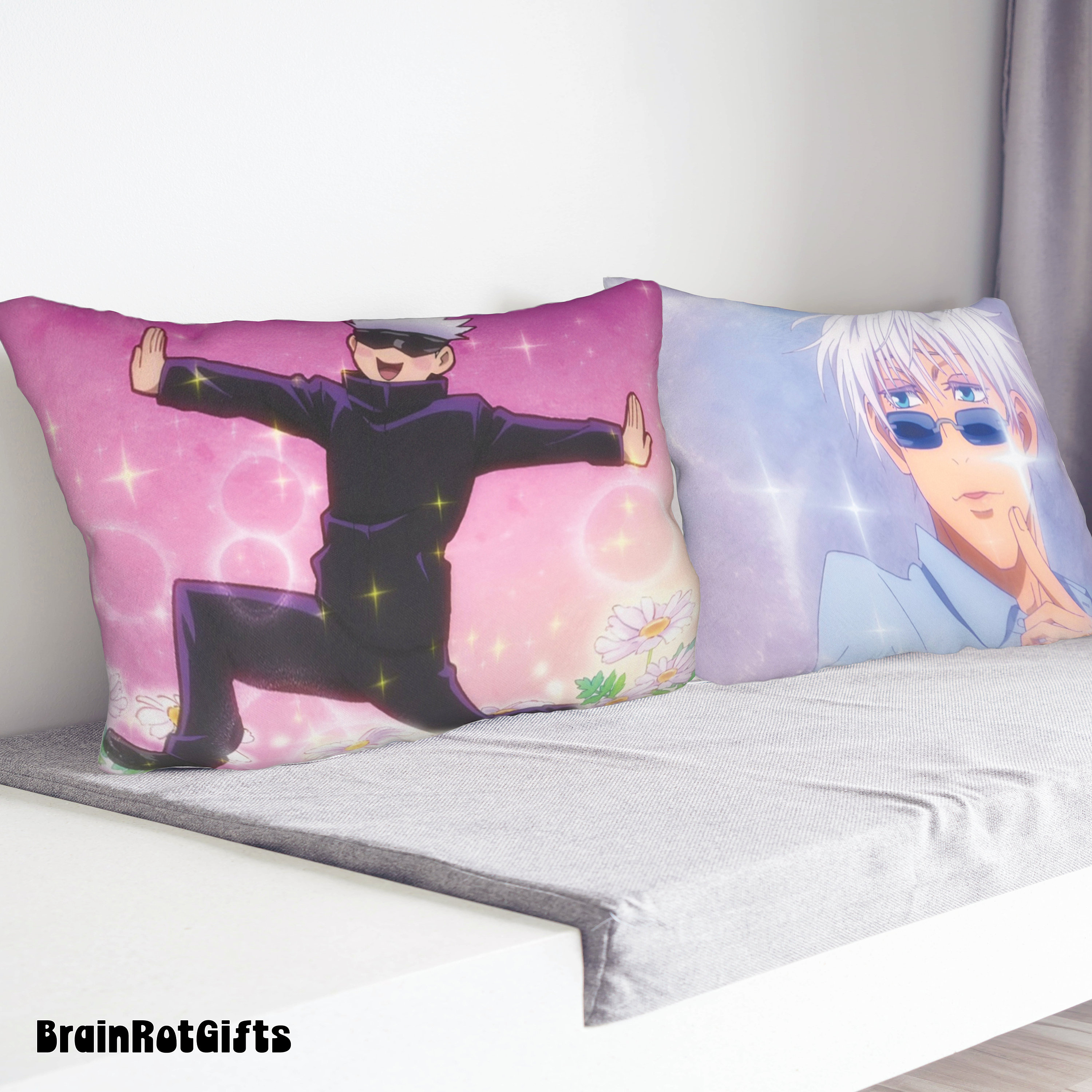 Gojo Funny Pillow, Throw Pillow, Lumbar Support Anime Gifts - JJK ...