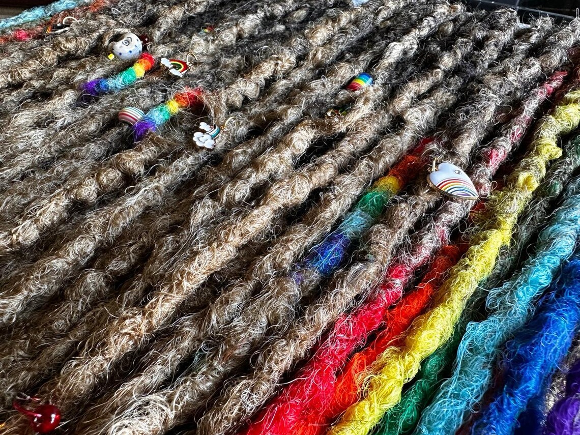 Boho Dreadlocks Set Brown and Rainbow/textured Dreadlock/ Double Ended ...