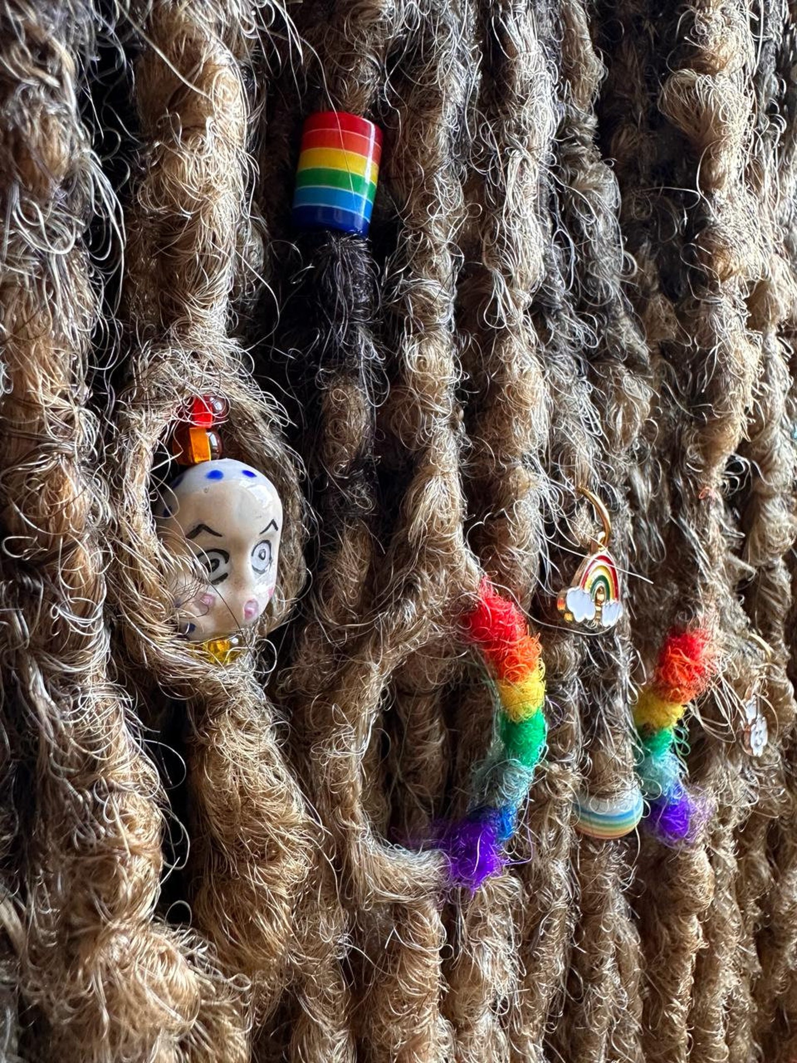 Boho Dreadlocks Set Brown and Rainbow/textured Dreadlock/ Double Ended ...
