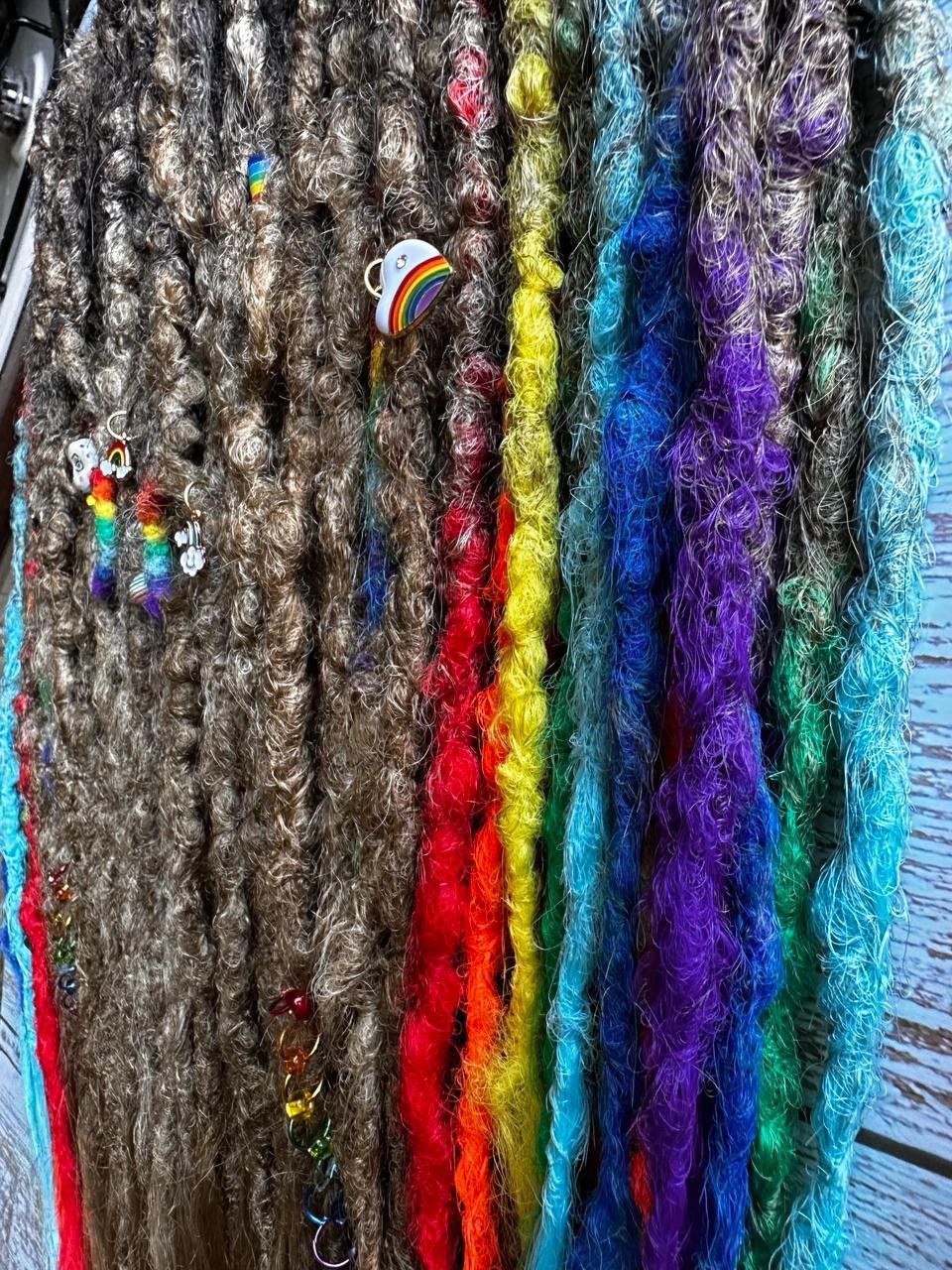 Boho Dreadlocks Set Brown and Rainbow/textured Dreadlock/ Double Ended ...