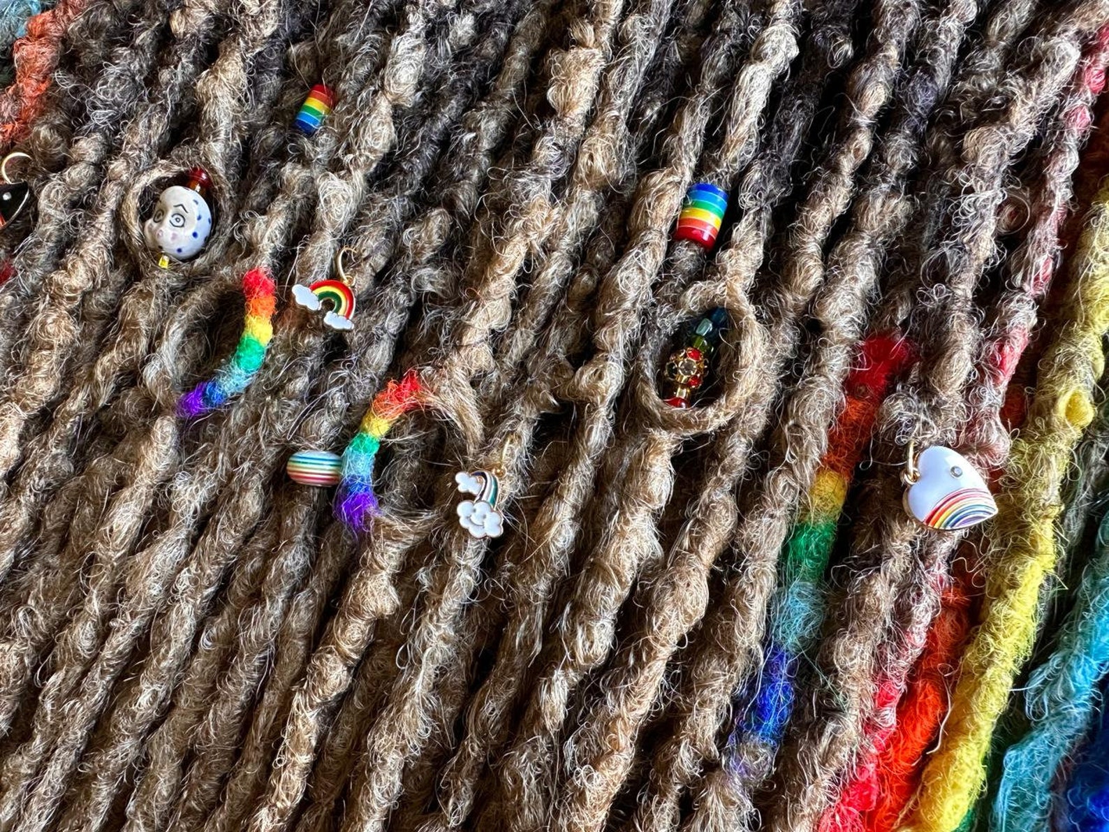 Boho Dreadlocks Set Brown and Rainbow/textured Dreadlock/ Double Ended ...