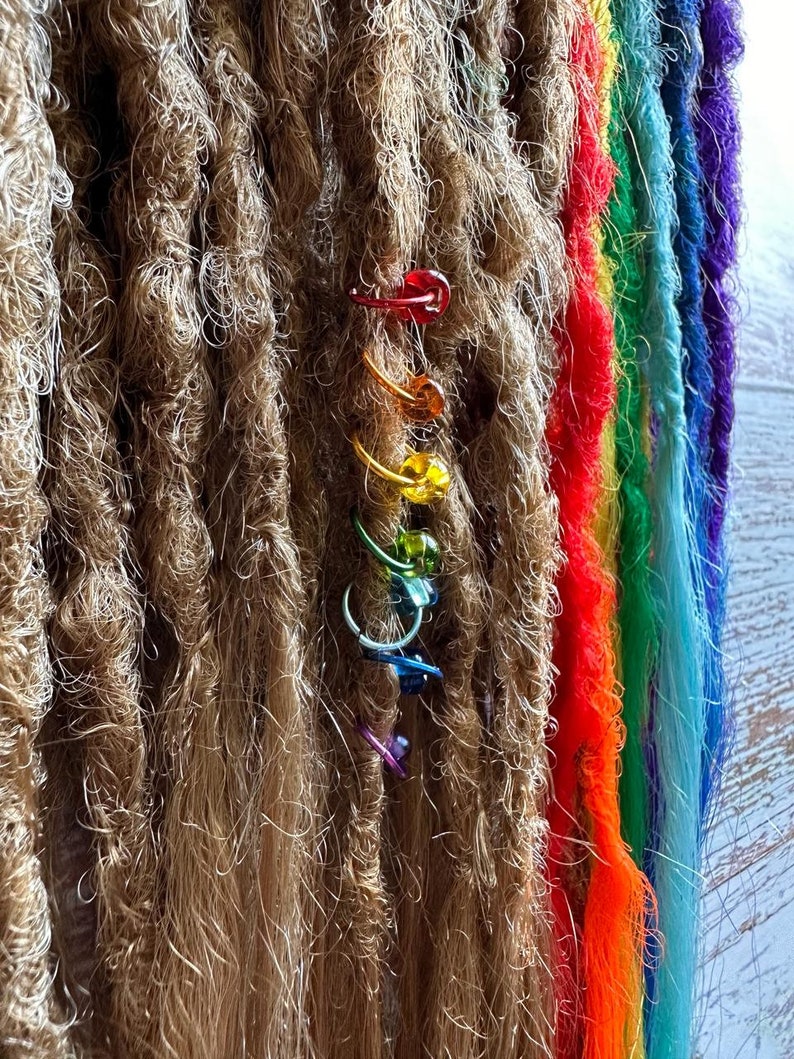 Boho Dreadlocks Set Brown and Rainbow/textured Dreadlock/ Double Ended ...