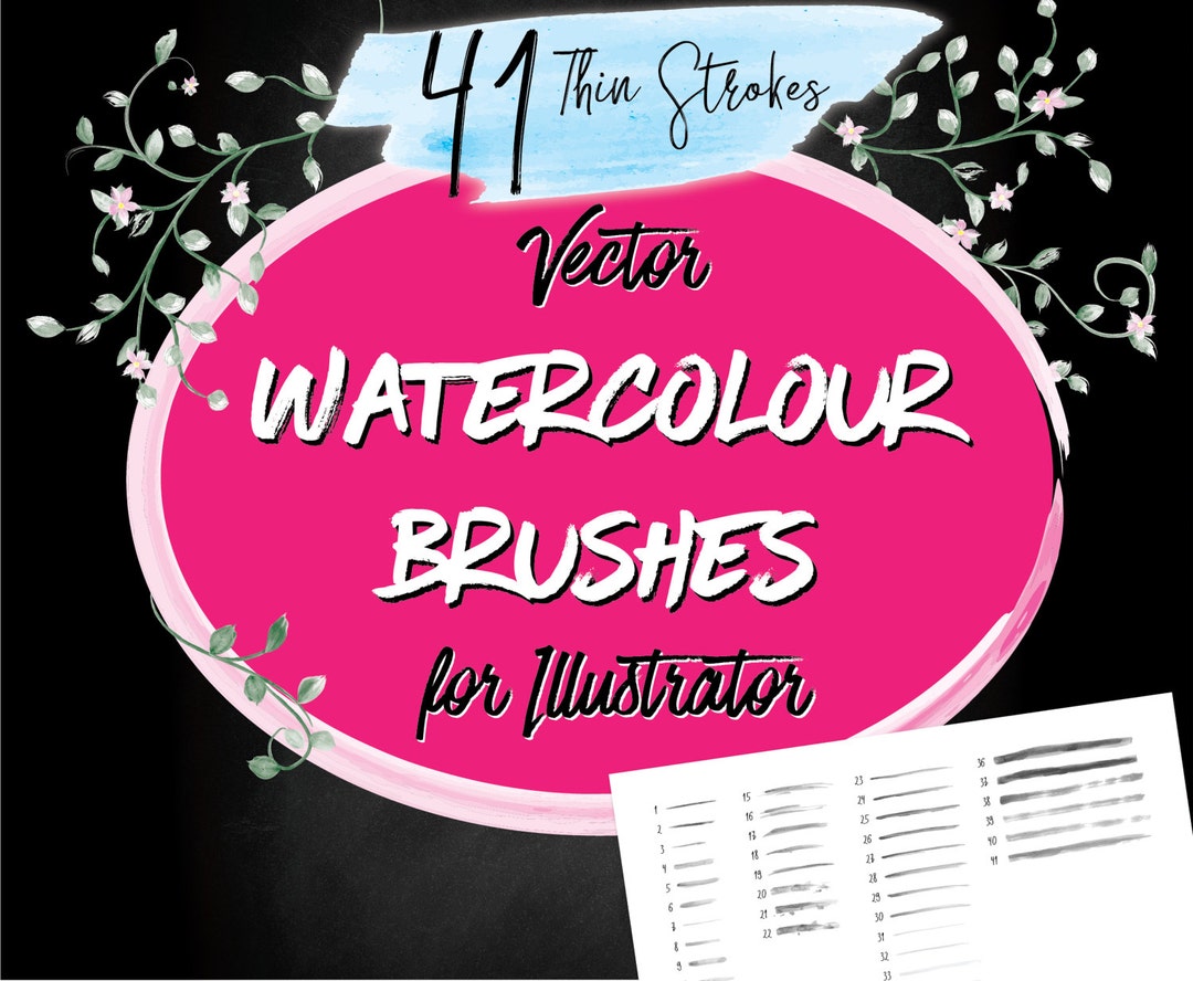 Watercolour Vector Illustrator Brushes - Thin - Etsy