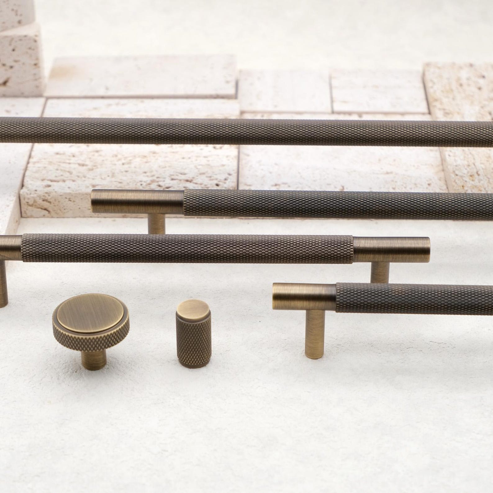 Knurled Antique Brass Cabinet Knobs and Pulls Rustic Aged Brass Kitchen ...