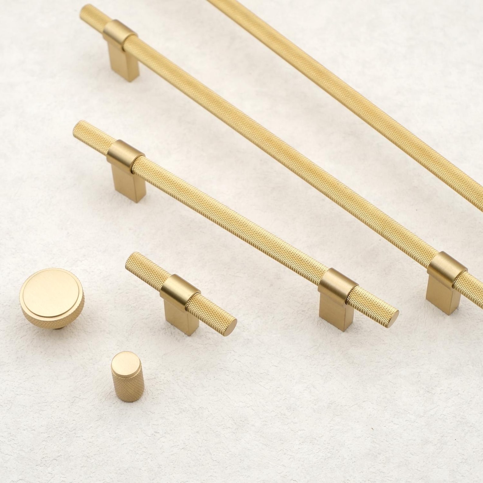 Modern Knurled Brass Cabinet Knobs and Pulls | Gold Cabinet Handles ...