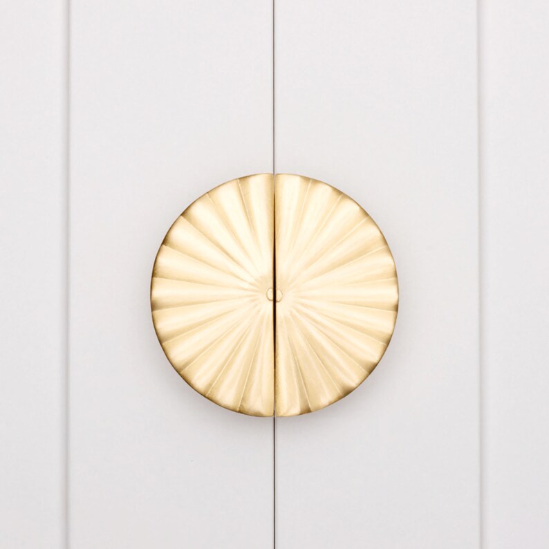 Semicircle Cabinet Pulls Solid Brass Luna Brass Pulls Matte Gold Drawer Knobs Fan Drawer Knobs ...