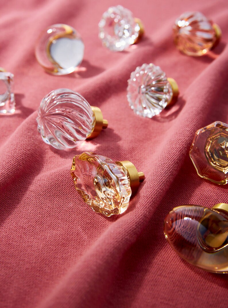 Crystal Drawer Knobs | Clear Glass Knobs | Champagne Crystal Knobs | Glass Dresser Knobs ...