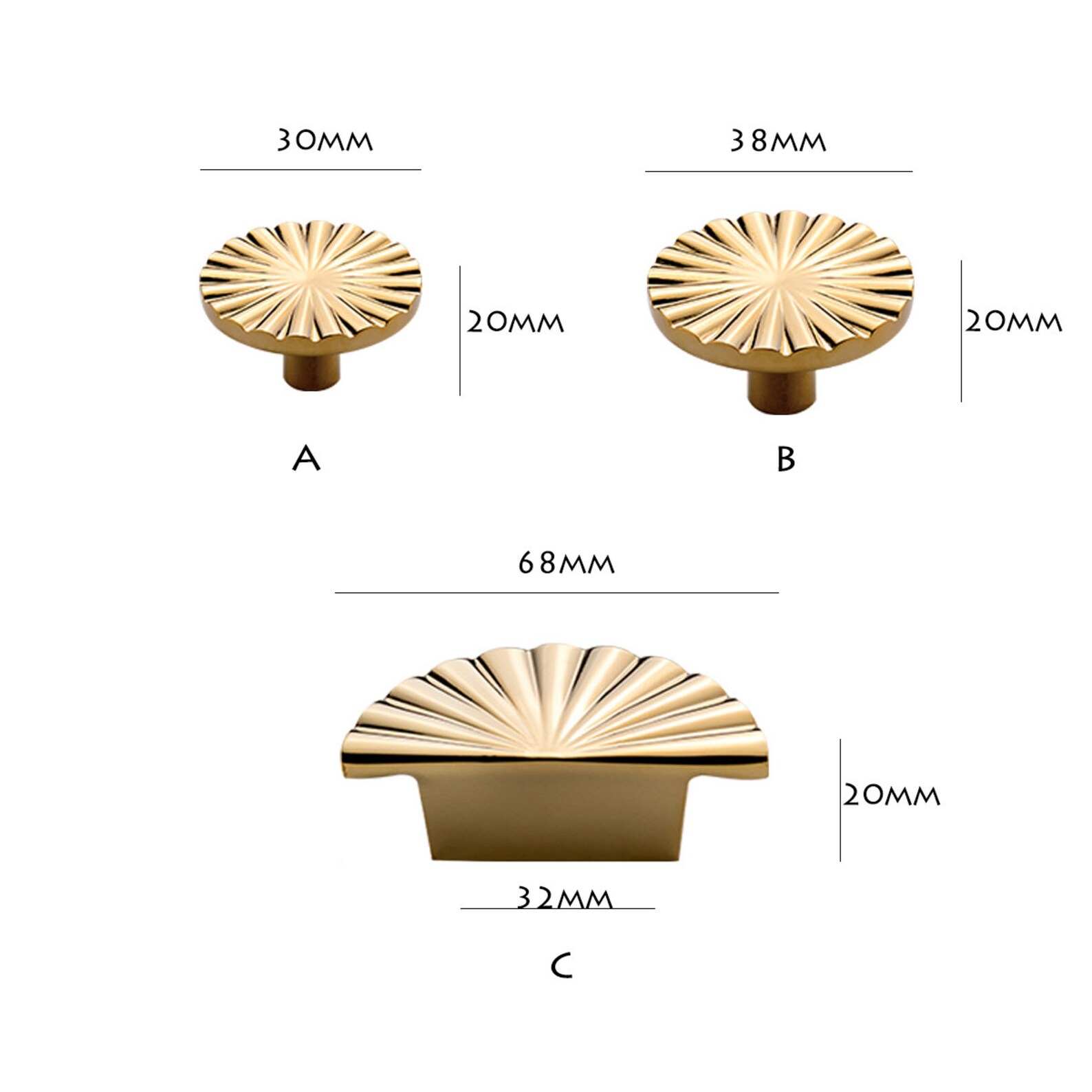 Semicircle Cabinet Pulls Solid Brass Luna Brass Pulls Matte Gold Drawer ...