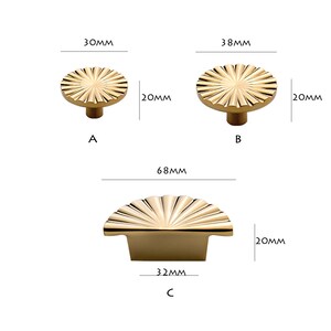 Semicircle Cabinet Pulls Solid Brass Luna Brass Pulls Matte Gold Drawer Knobs Fan Drawer Knobs ...