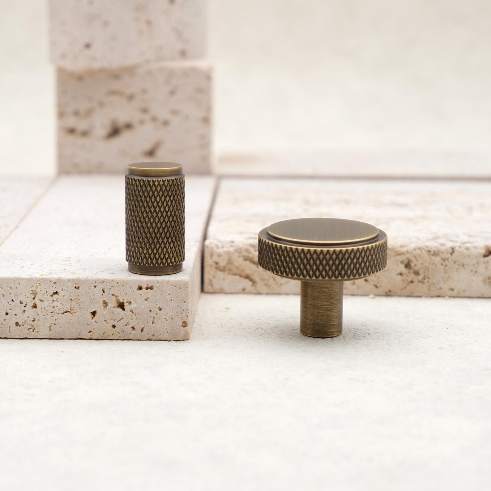 Knurled Antique Brass Cabinet Knobs and Pulls Rustic Aged Brass Kitchen ...