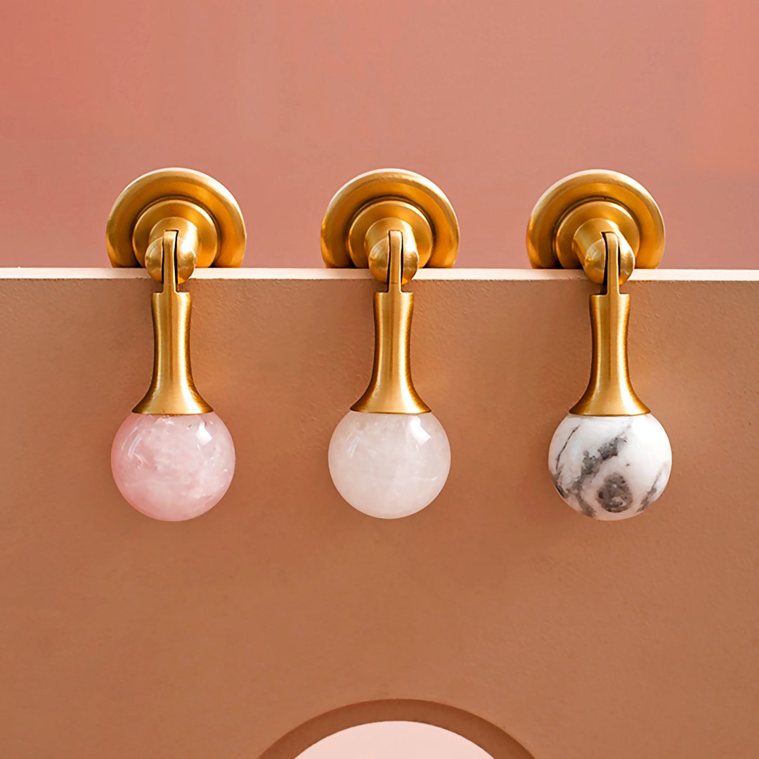 Crystal Drop Knobs Solid Brass Crystal Ball Drop Knobs Gold Crystal Drop Knobs Crystal Dresser ...