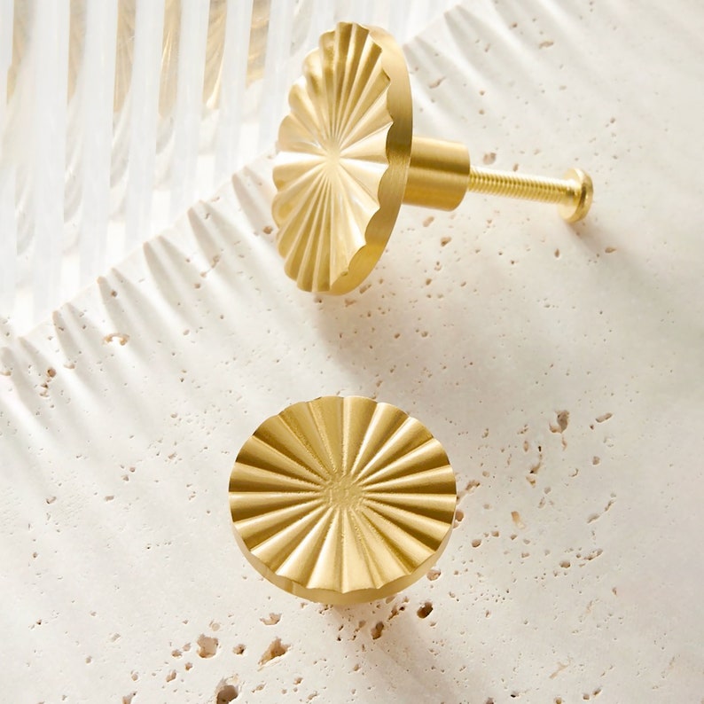 Semicircle Cabinet Pulls Solid Brass Luna Brass Pulls Matte Gold Drawer Knobs Fan Drawer Knobs ...
