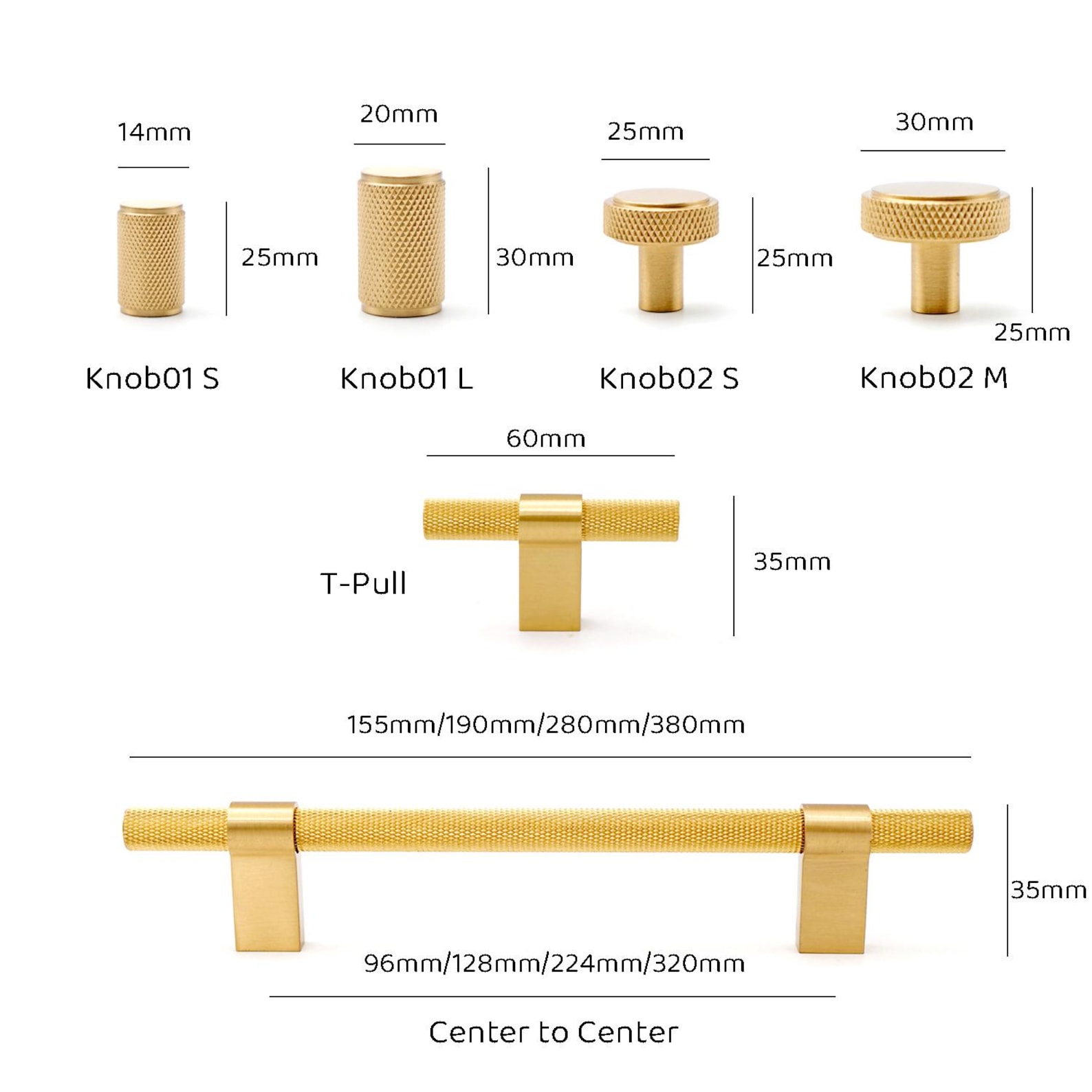 Modern Knurled Brass Cabinet Knobs and Pulls | Gold Cabinet Handles ...