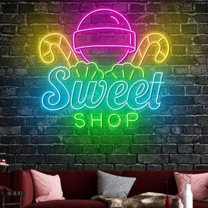 Sweet Shop Neon Sign, Sweet Lollipop Led Sign, Open Neon Light for ...