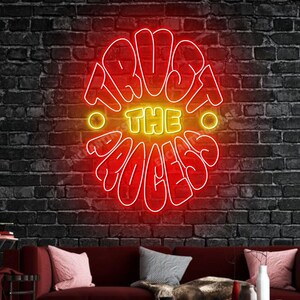 Trust the Process Neon Sign, Motivational Quote Led Light for Home Wall ...