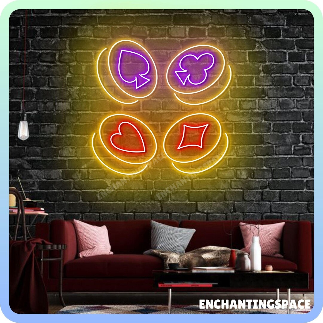 Poker Card Neon Sign, Casino Bar Lounge Led Light, Jackpot Casino Room ...