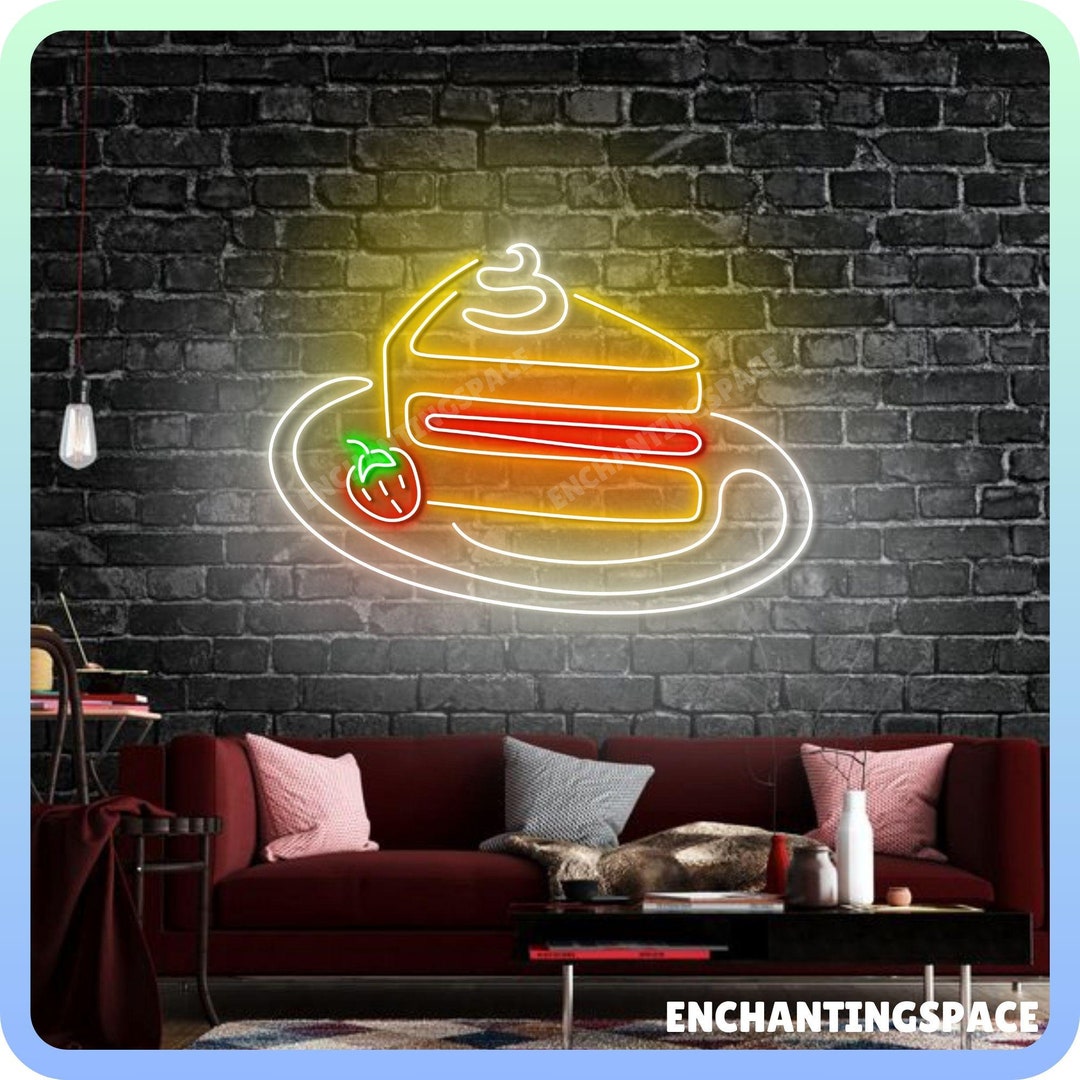 Cream Cake Piece Neon Sign, Cake Led Light for Coffee Wall Decor, Cake ...