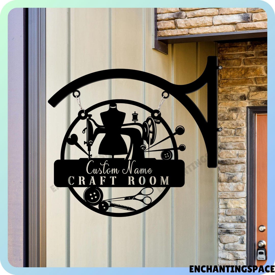 Personalized Craft Room Metal Hanging Sign, Craft Studio Store Front ...