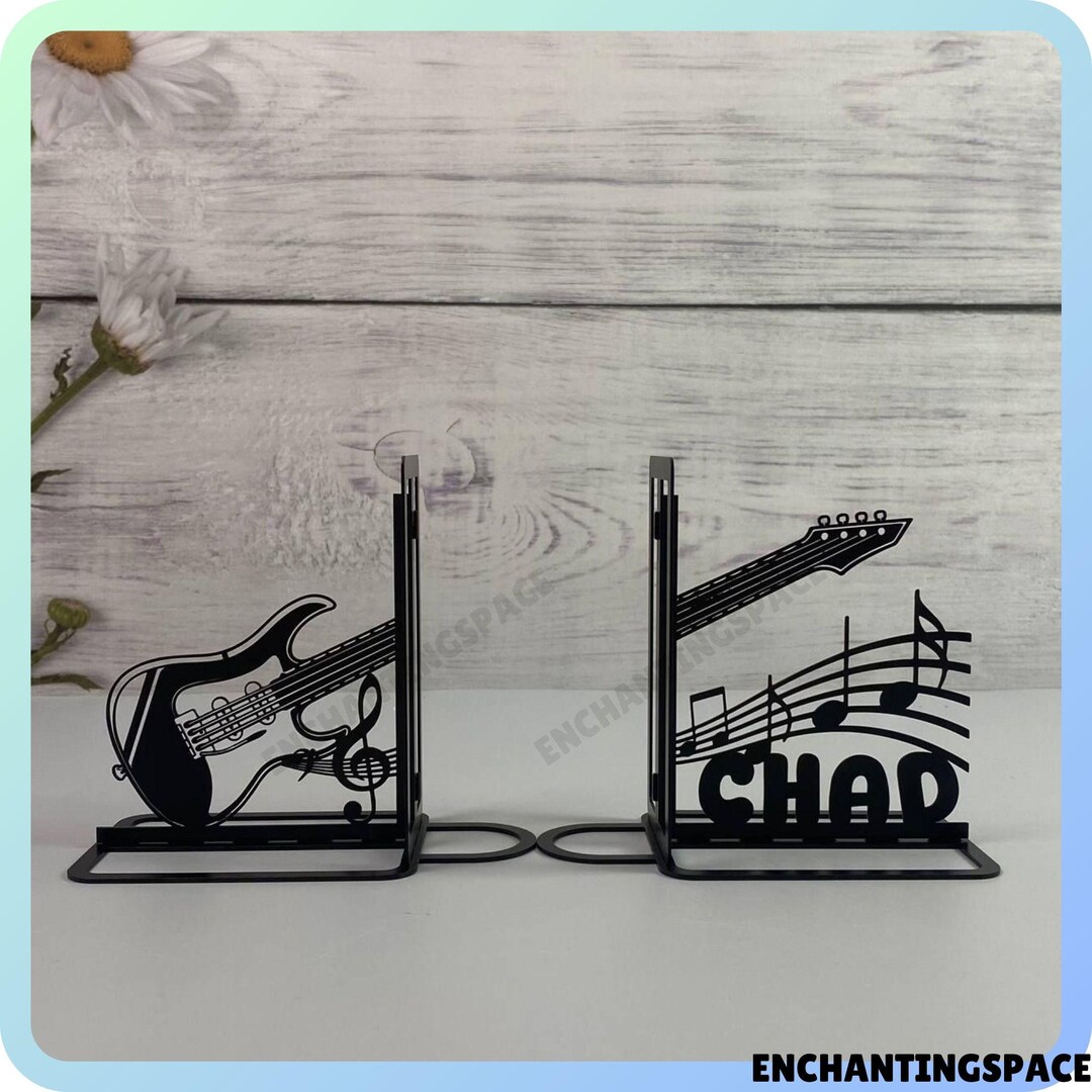 Customized Electric Guitar Metal Bookends, Guitar Rock Name Bookend ...