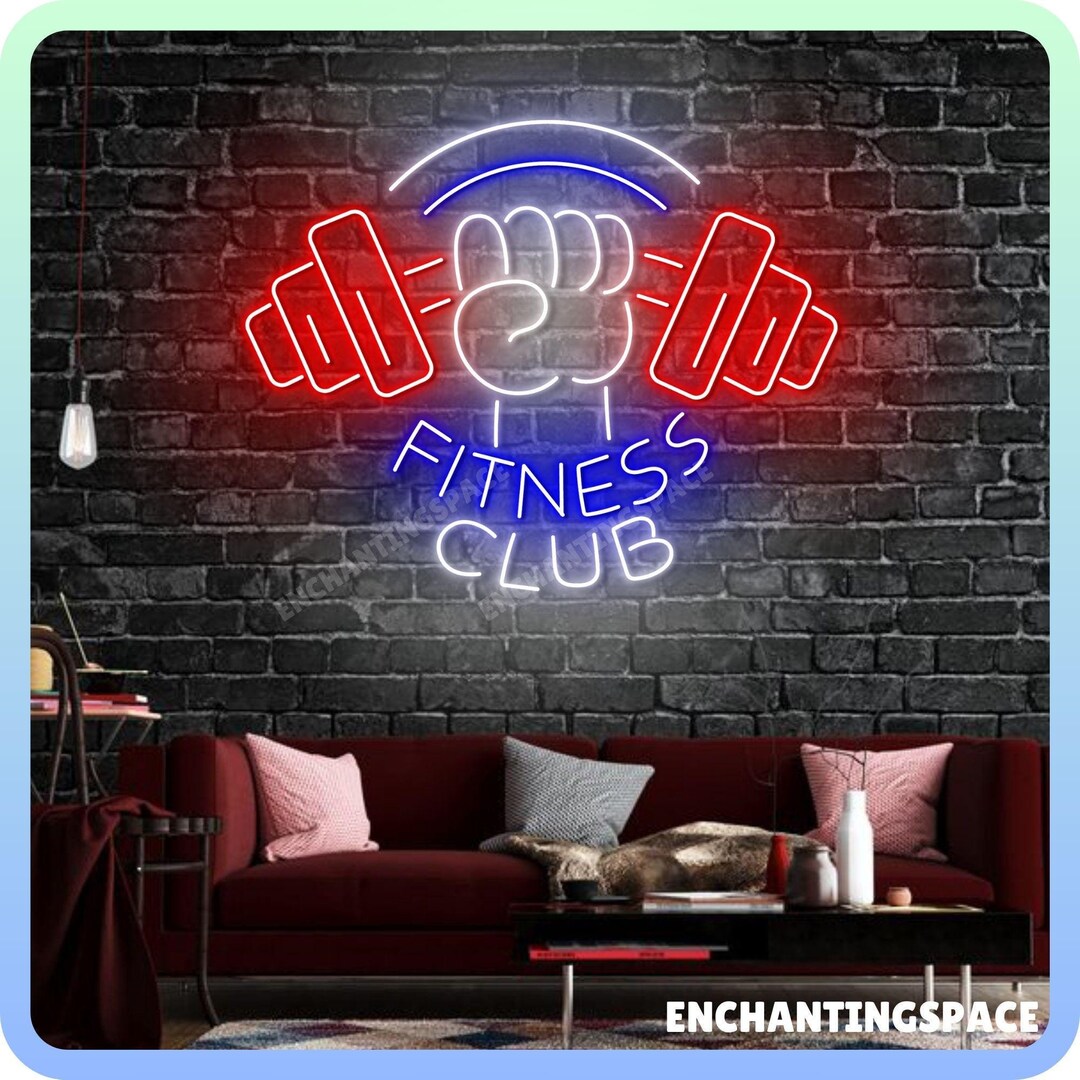 Fitness Club Neon Sign, Open Sign for Gym Club Decor, Fitness Club Led ...