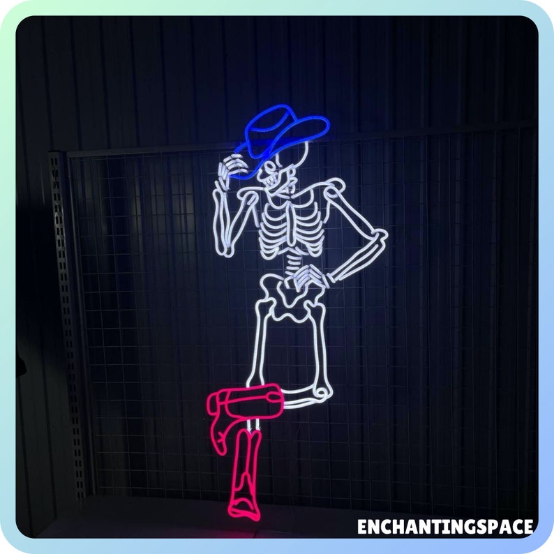Cowboy Skeleton Neon Sign, Cool Cowboy Skeleton Led Light, Custom Neon ...