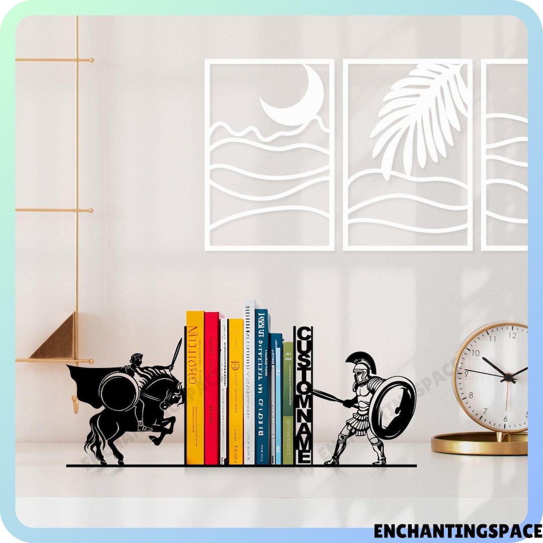Customized Roman Knight Metal Bookends, Knight on Horse Metal Desk Home ...