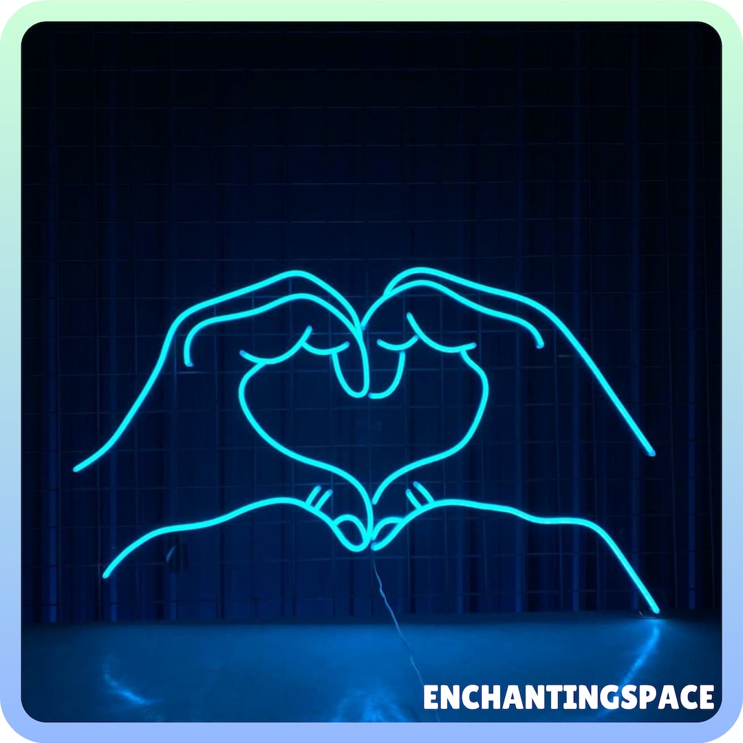 Hand Heart Neon Sign, Hand Heart Valentine Led Sign, Custom Neon Sign ...