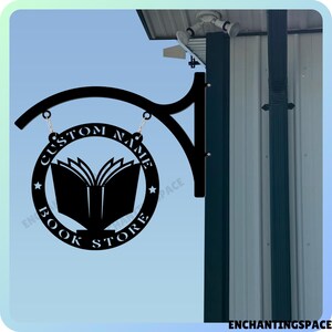 Personalized Bookstore Metal Hanging Sign, Bookstore Store Front Sign ...