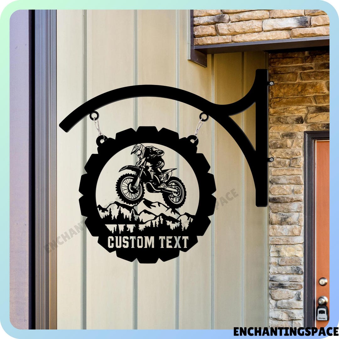 Personalized Hanging Motorcycle Metal Sign, Garage Store Front Sign ...